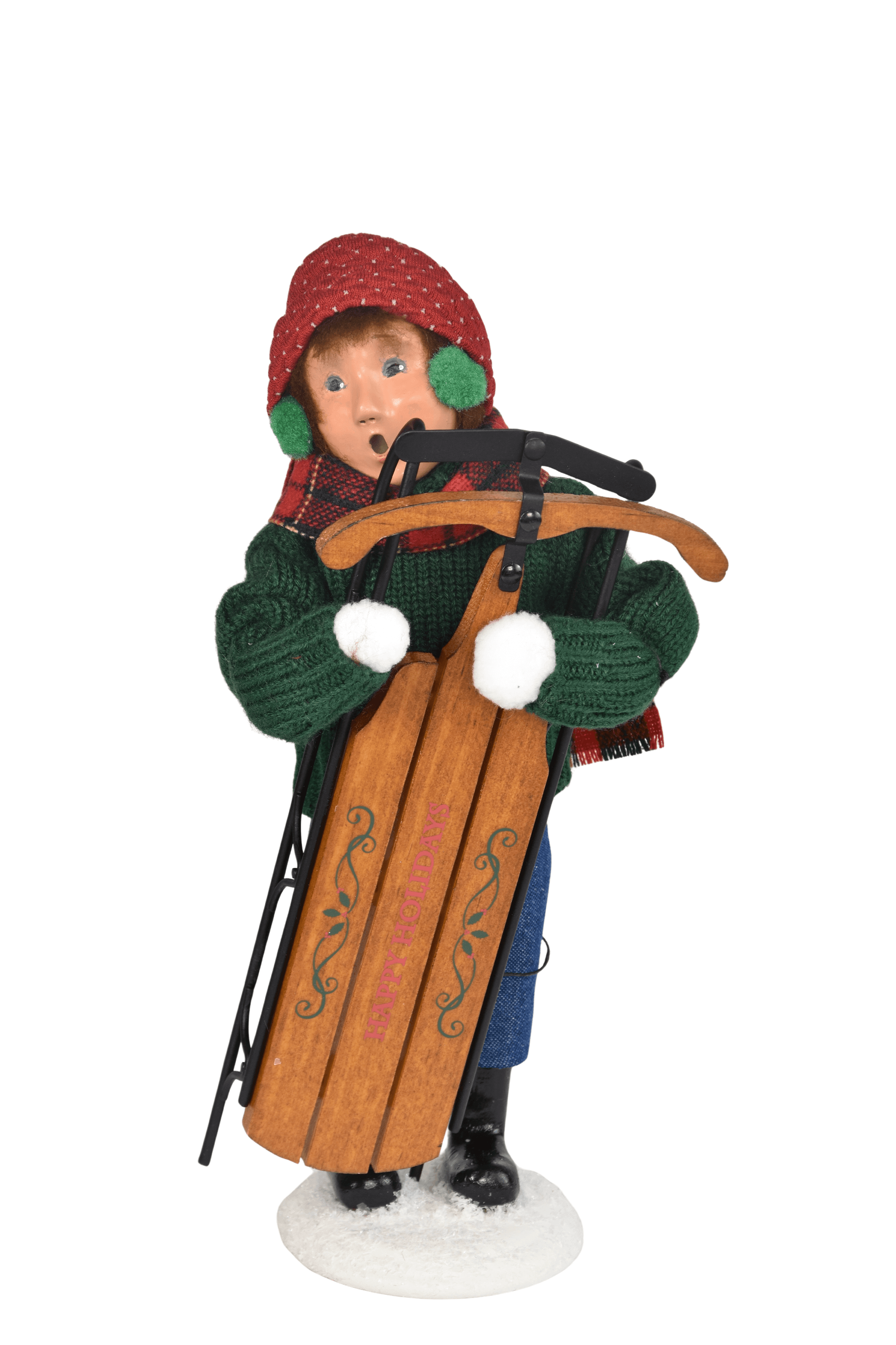 Sledding Boy - Byers' Caroler Doll, Christmas Figurine – Byers' Choice LTD.