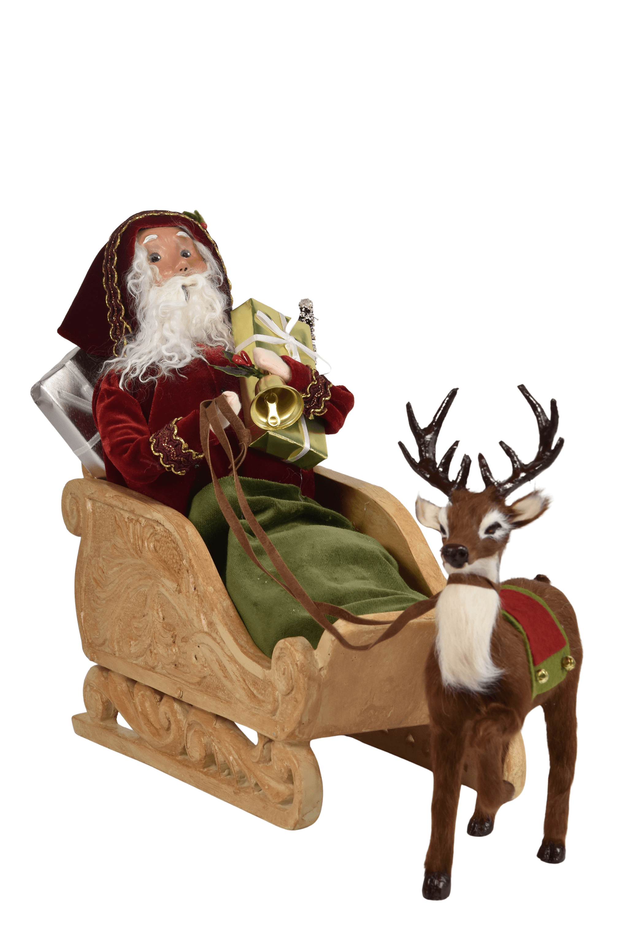 Sleigh Santa with Reindeer Caroler Doll, Santa Figurine – Byers' Choice ...